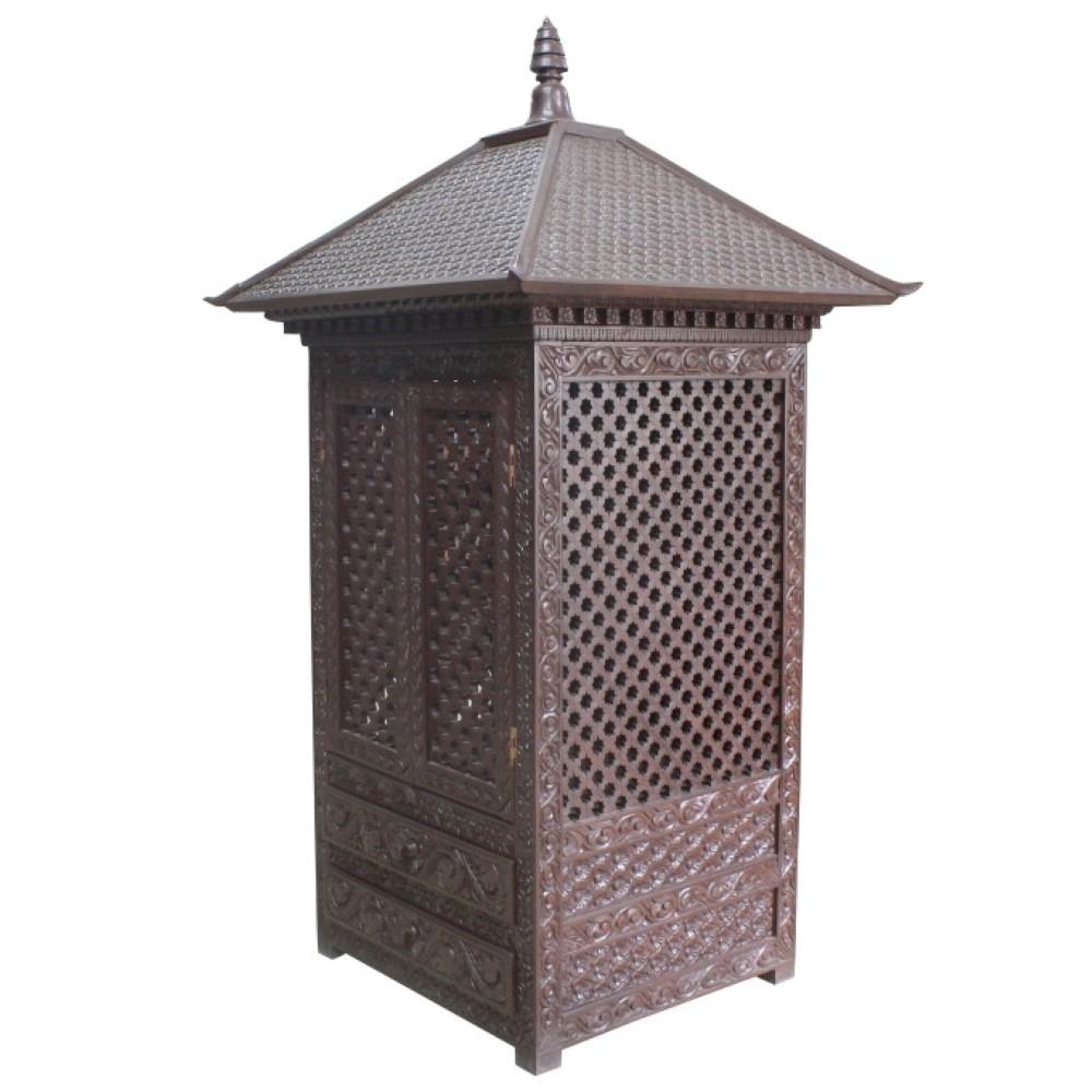 Brown Wooden Carved Temple Stand | Daraz.com.np
