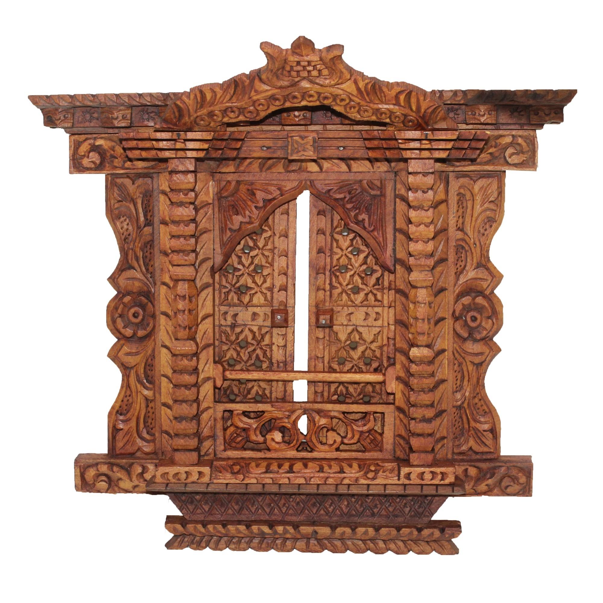 Brown Wooden Carved Window With Sliding For Decor | Daraz.com.np