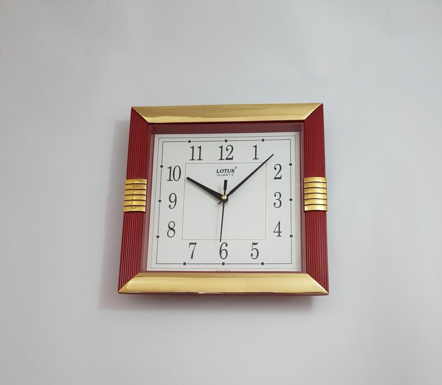 Lotus Quartz Red & Yellow Square Analog Wall Clock-Model 7519 | Daraz ...