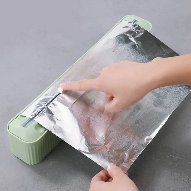 Wall Mounted Cling Film Foil Sharp Slide Cutter Plastic Refillable Food ...