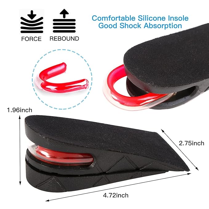 Adjustable Height Increase Insole Cushion Elevator Heel Lifts Shoe Insole Height Increasing ...