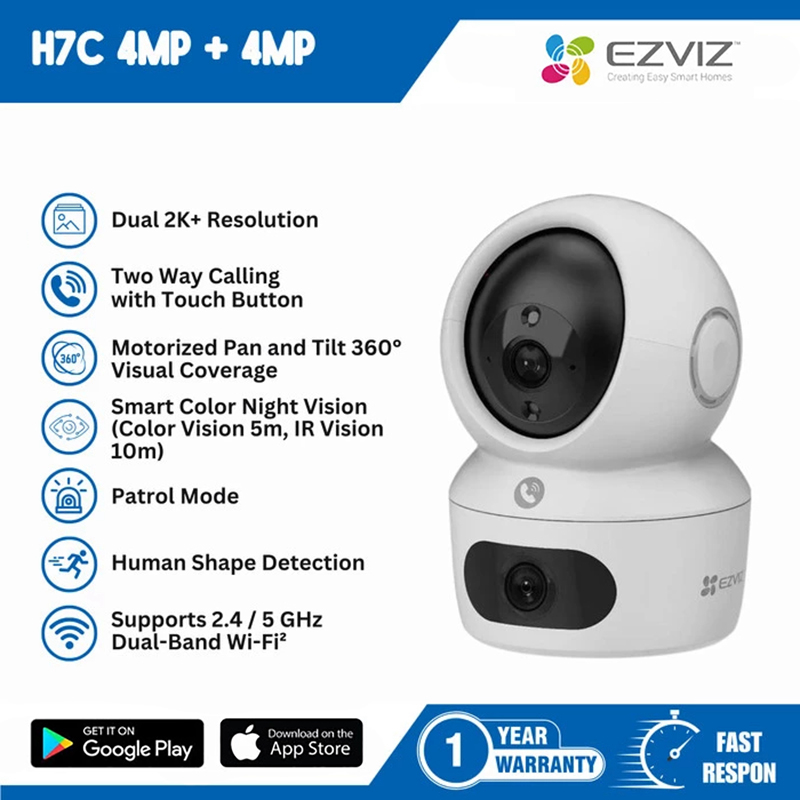 Ezviz H7C Dual Lens 4MP Indoor Wired/Wireless PTZ,Two Way Audio & 5G ...