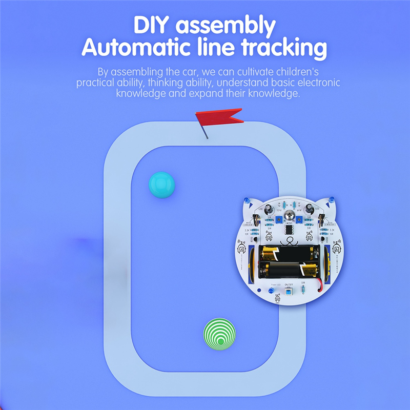 1Set MINI CAT Line Patrol Kitten Robot Welding Kit DIY Kit Mini Robot ...
