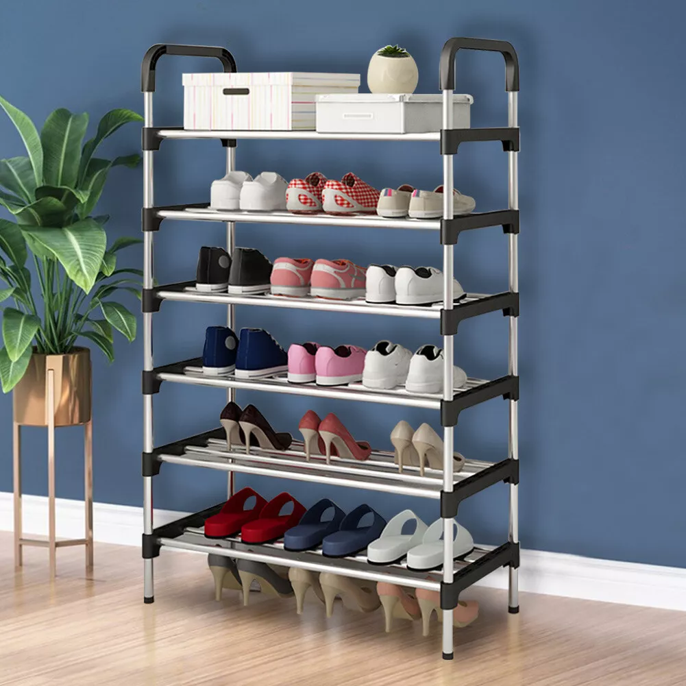 Stainless Steel Foldable 6 Layers Open Shoe Rack - Black | Daraz.com.np