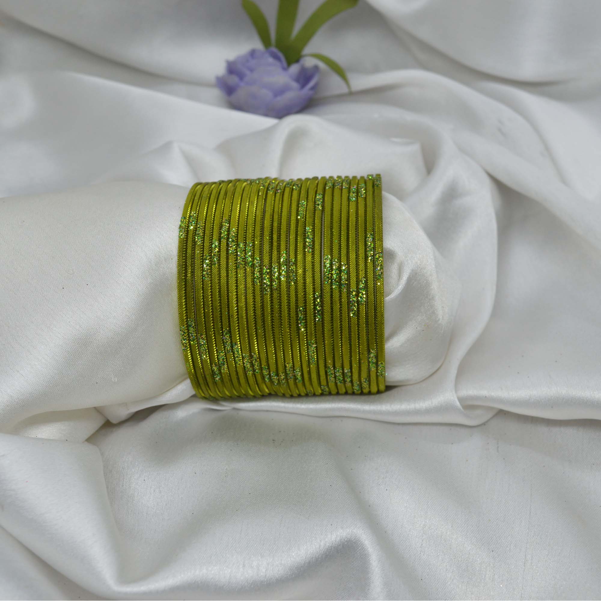 Jewels of Nepal Olive Green Bangles / Chura / Churi For Women- 2 dozens ...