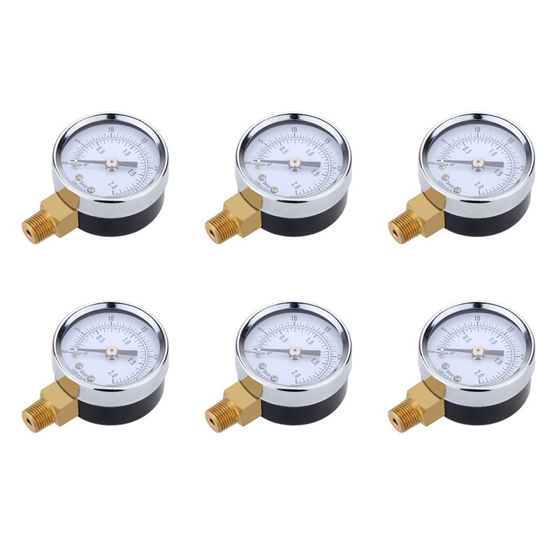 OUMERY 6X Pressure Gauge - 0- 30 Psi 0-2 Bar Mini Dial Gauge Compressor ...