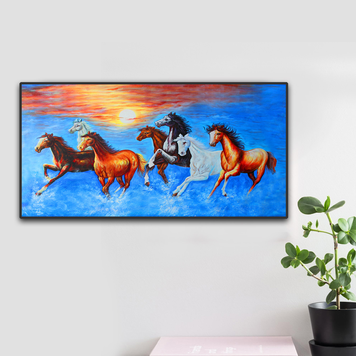 Seven Horse Vastu Art Printed in Hard Wood Frame | Daraz.com.np
