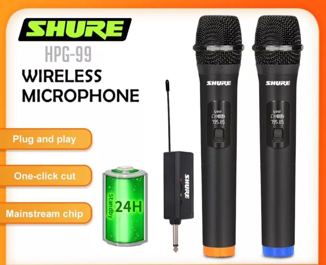 Shure UK28 DUAL Professional UHF Wireless Microphone System Karaoke ...