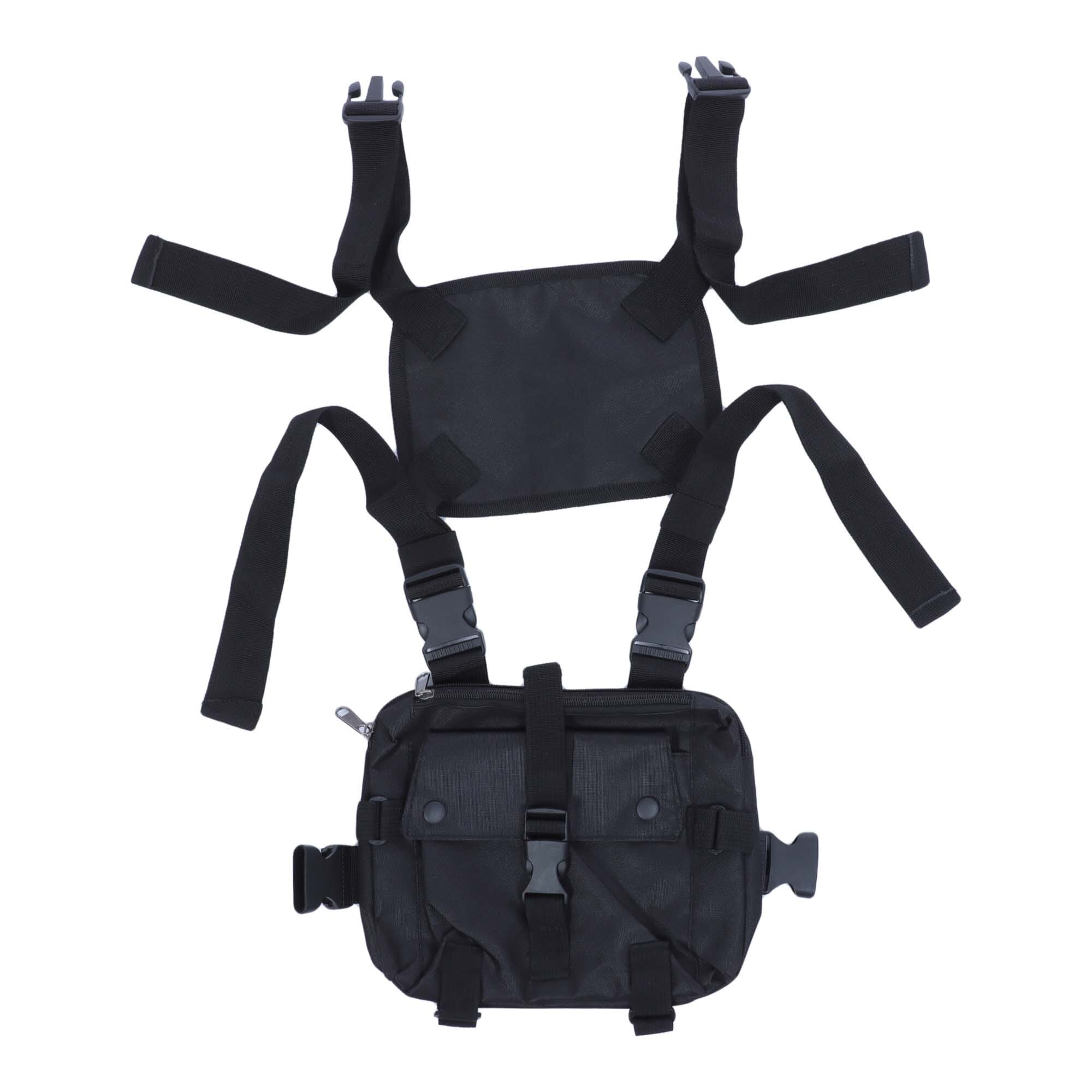 Black Color Tactical Cloth Chest Bag Hip Hop Vest Military wear Bag For ...