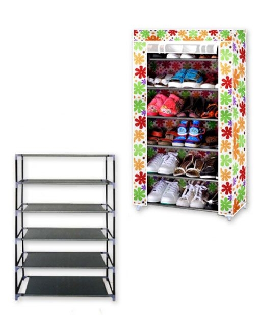6 Layers Shoe Rack Portable and Folding (60 x 30 x 108 cms) Colour May ...