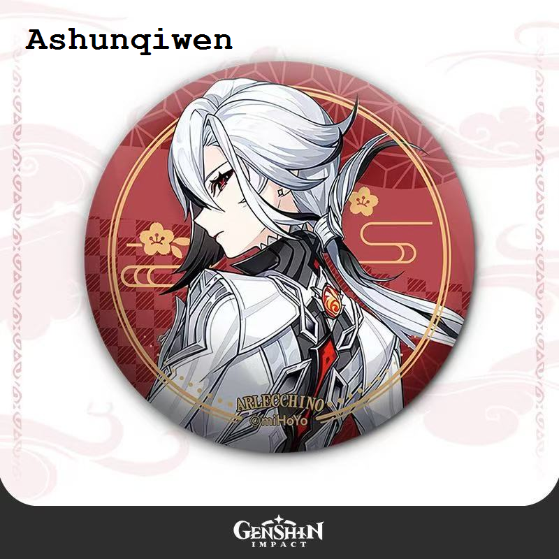 Ashunqiwen Badge theme popular characters series Wendy Zhongli Walnut ...