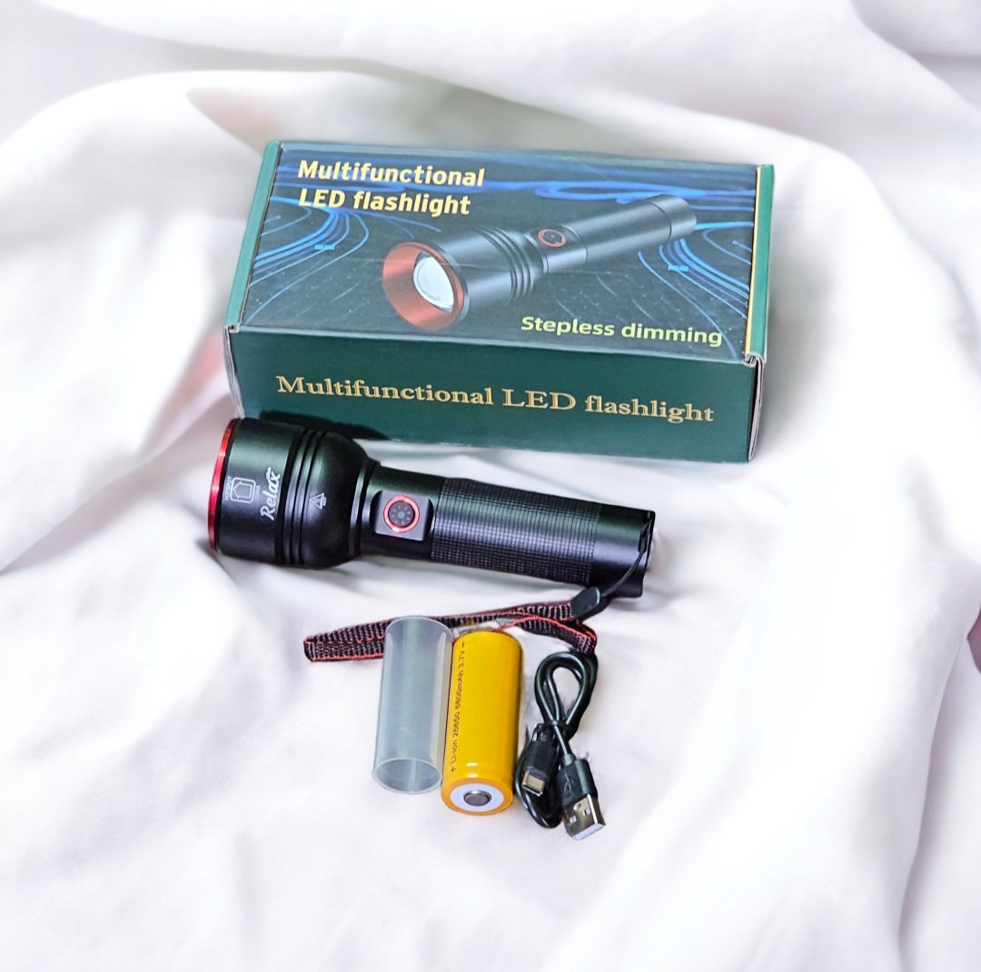 LED Flashlight 26650 Lithium Battery Torch Emergency light Power Bank ...