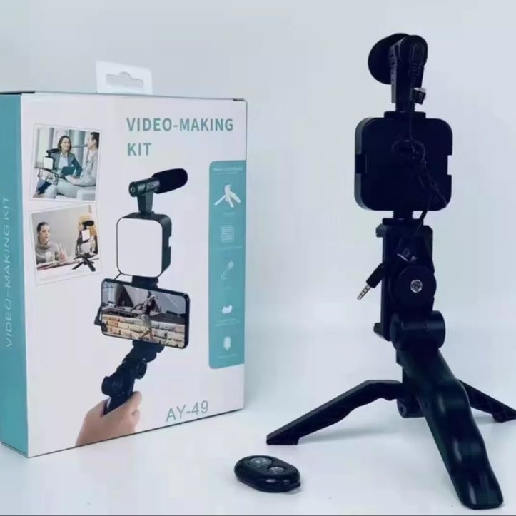 AY-49 Video Making Kit – Tripod, LED Light, Microphone for YouTube, Vlogging, TikTok | Daraz.com.np