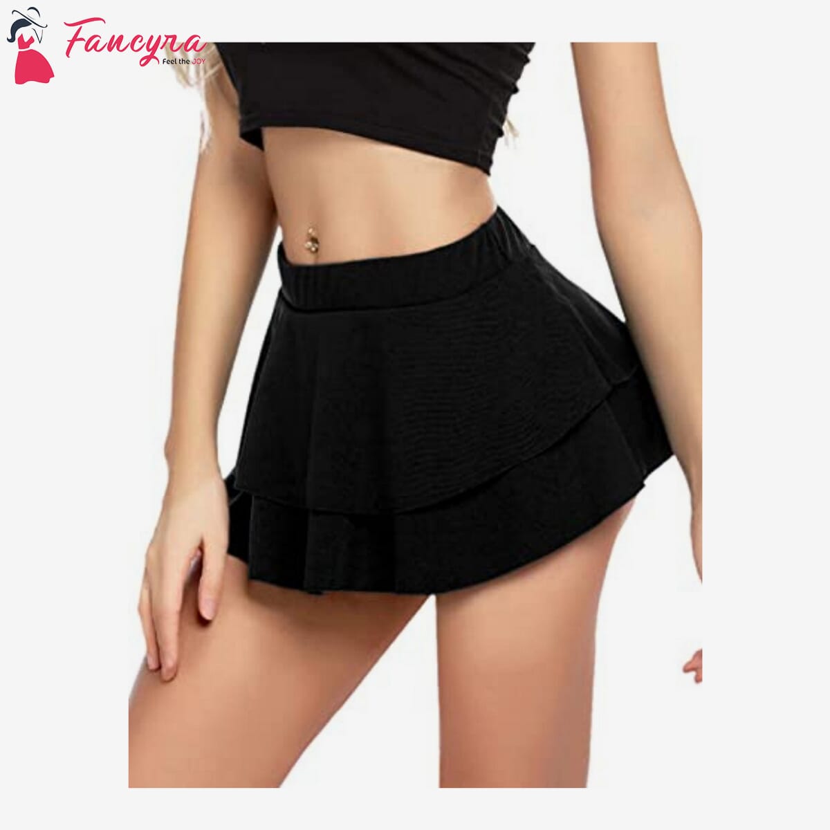 Combo Set Of Women Pleated Mini Skirt Solid Ruffle Lingerie Skirts And