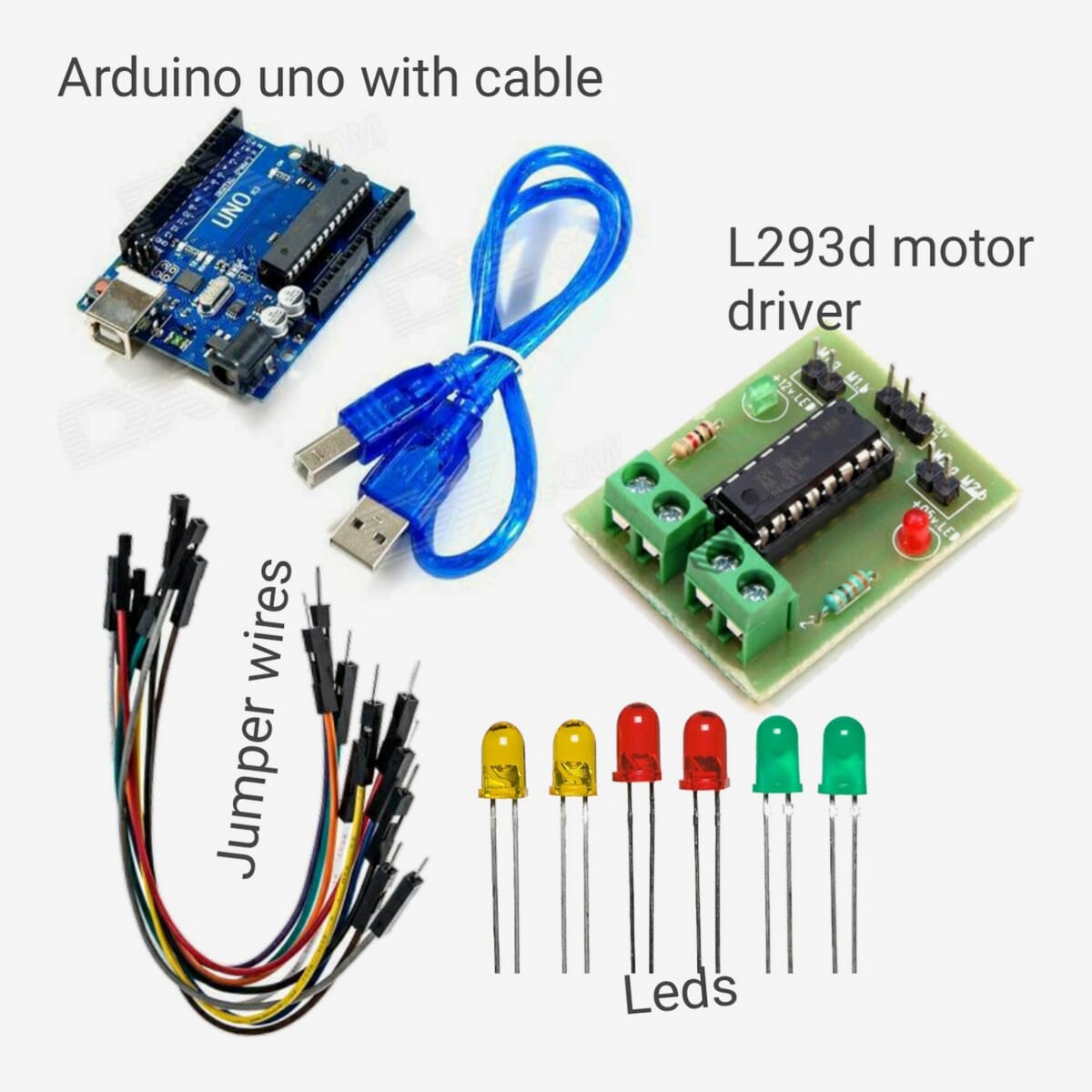 Arduino Uno With Cable Motor Driver Jumper Wire Leds Arduino Micro