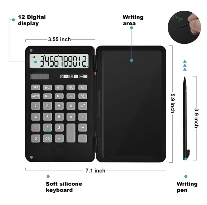 Ez Calculator with Writing Tab Digital Desktop Calculator With Erasable ...