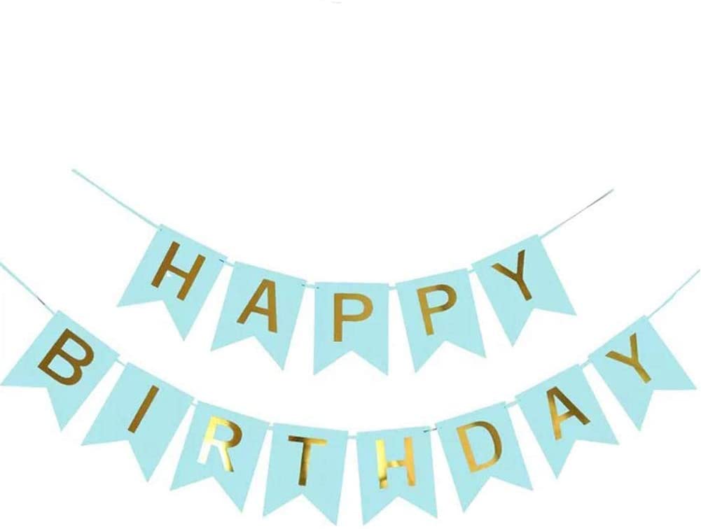 Happy Birthday Garland Styled Banderitas Banner With Gold Foiled ...