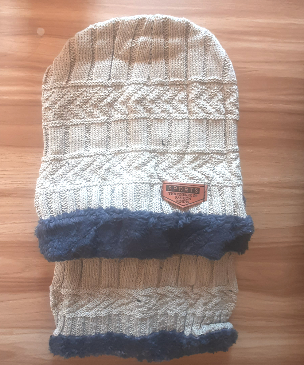 Pack of 2 Pcs Chinese Cap and Muffler Set with inside Furr ( New Winter ...