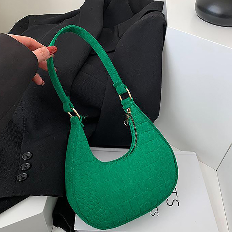 Candy Color Advanced Design Texture Armpit Handbags Felt Shoulder Bags ...