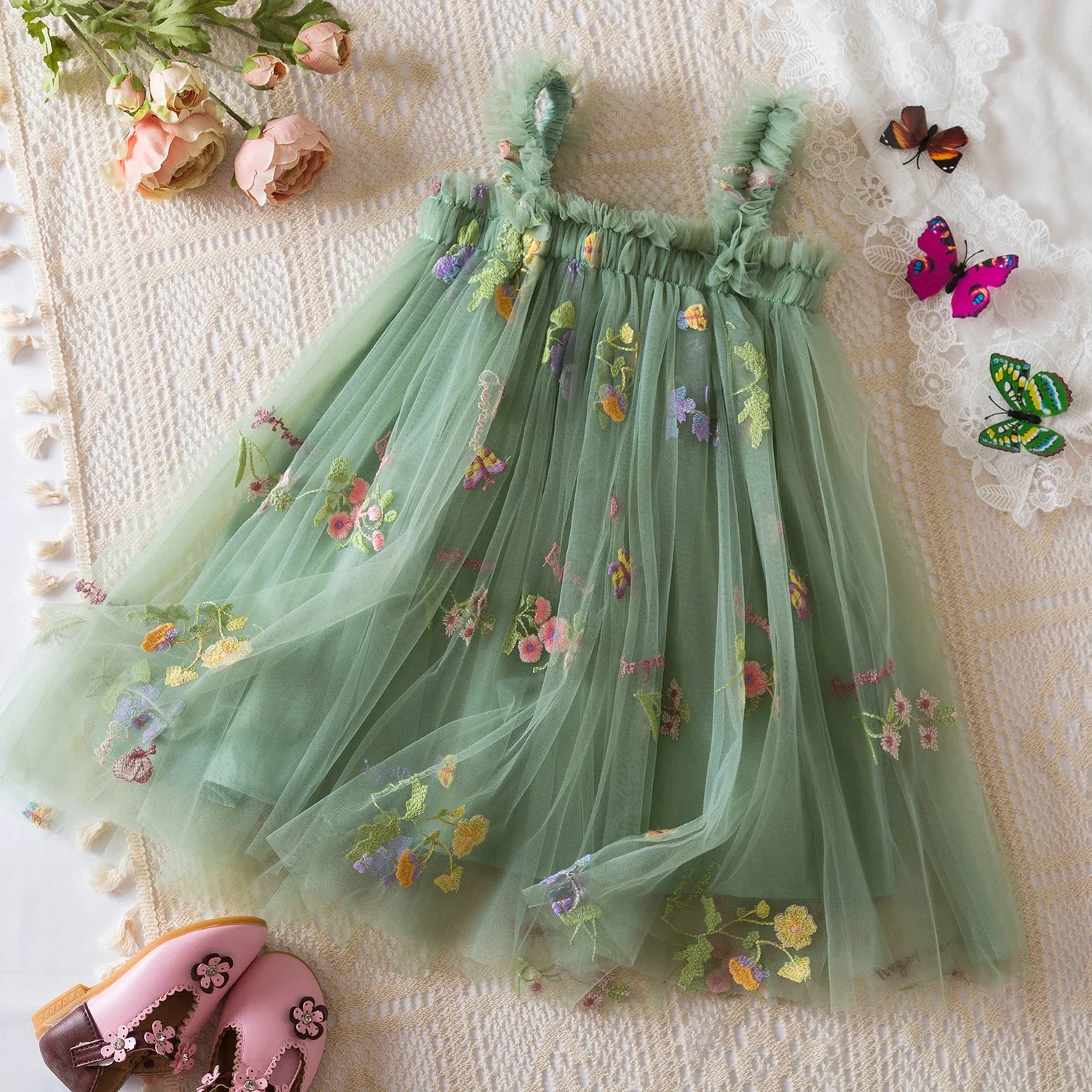 1-5 Years Summer Toddler Kids Baby Girls Tulle Suspenders Dress ...