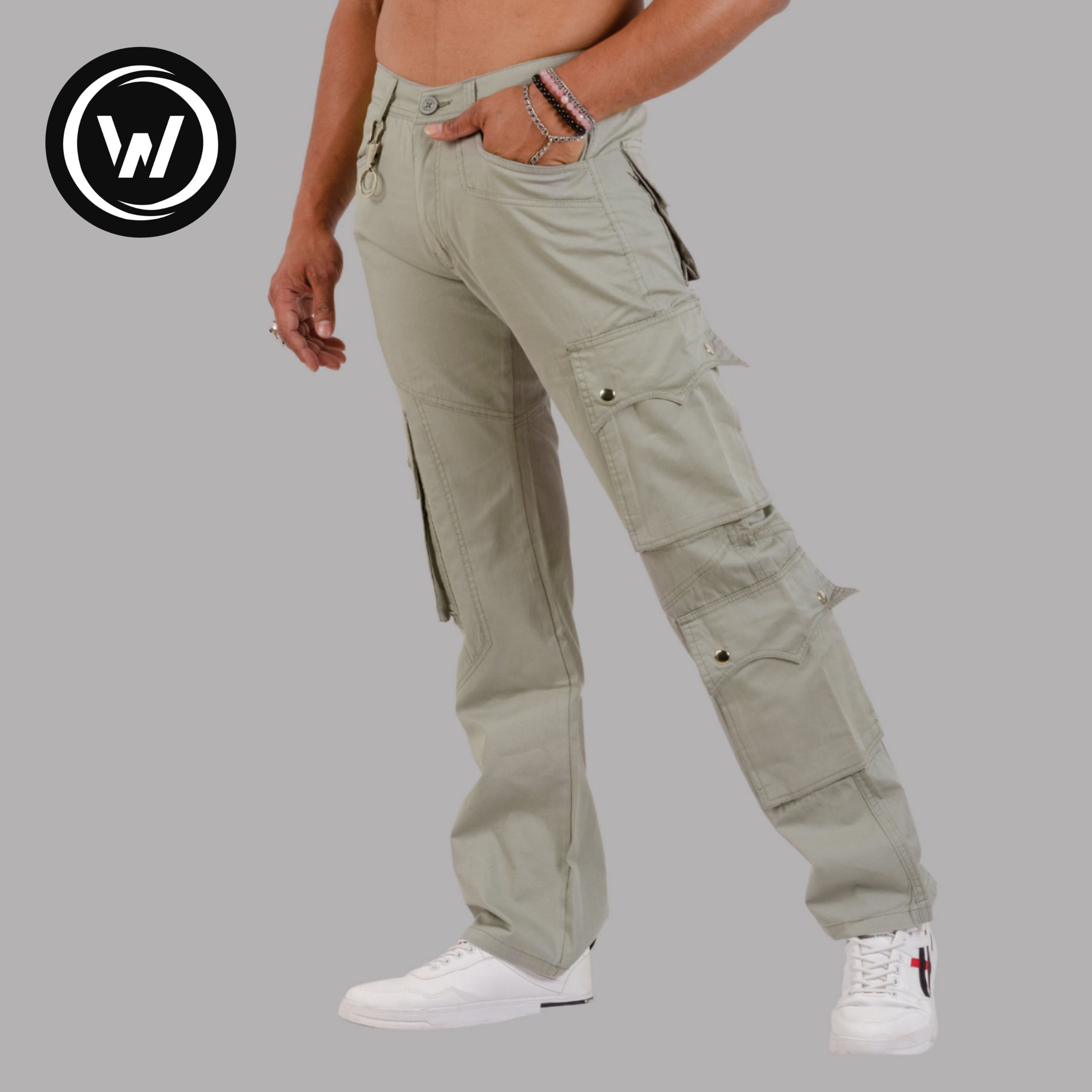 Wraon Blue Gray Premium Stretchable Chichi Denim Cargo Box Pant For Men ...