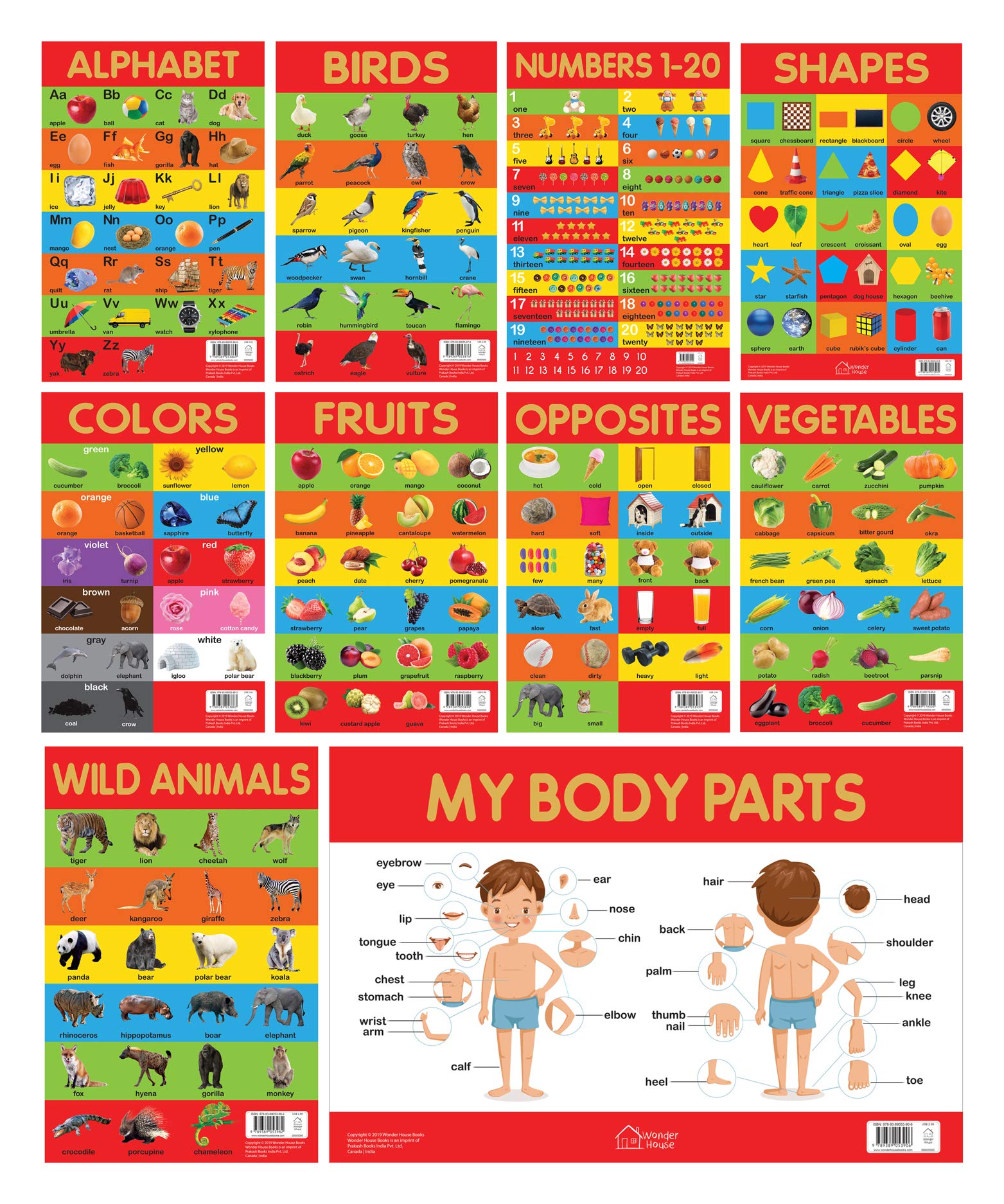 Early Learning Educational 10 Charts Boxset for Kids : Perfect for ...