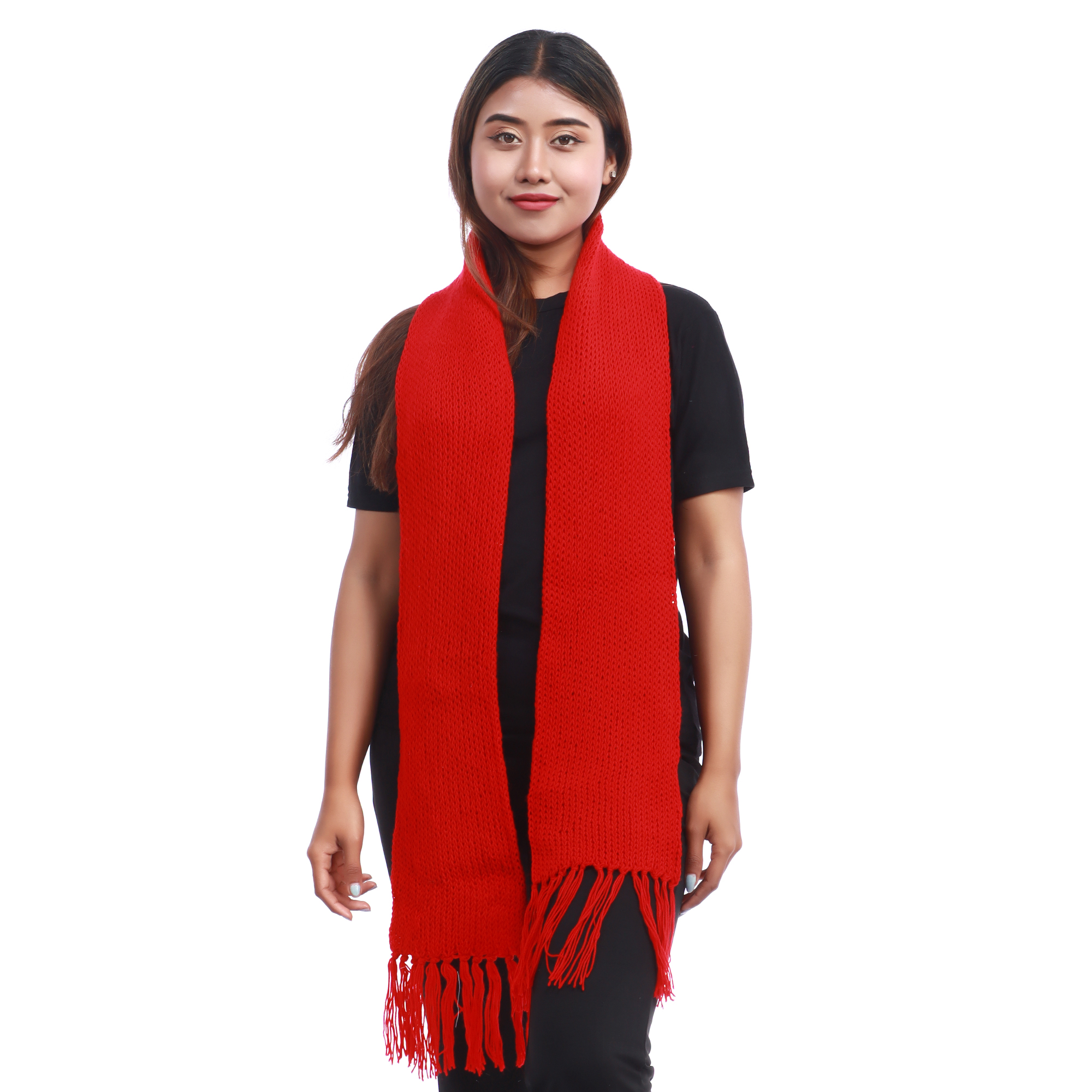 Red Color Woolen Muffler For Women | Daraz.com.np