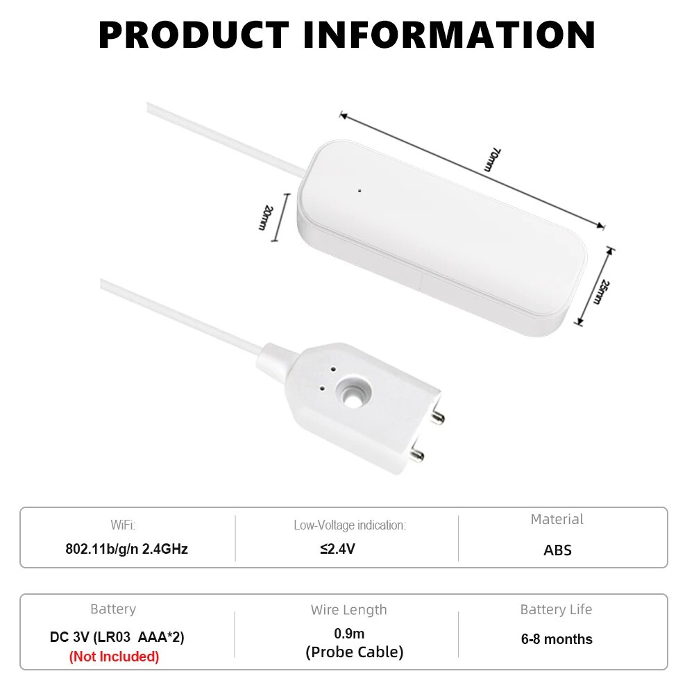 50% discount WiFi Water Level Sensor Tuya Leakage Alarm Flood Leak ...