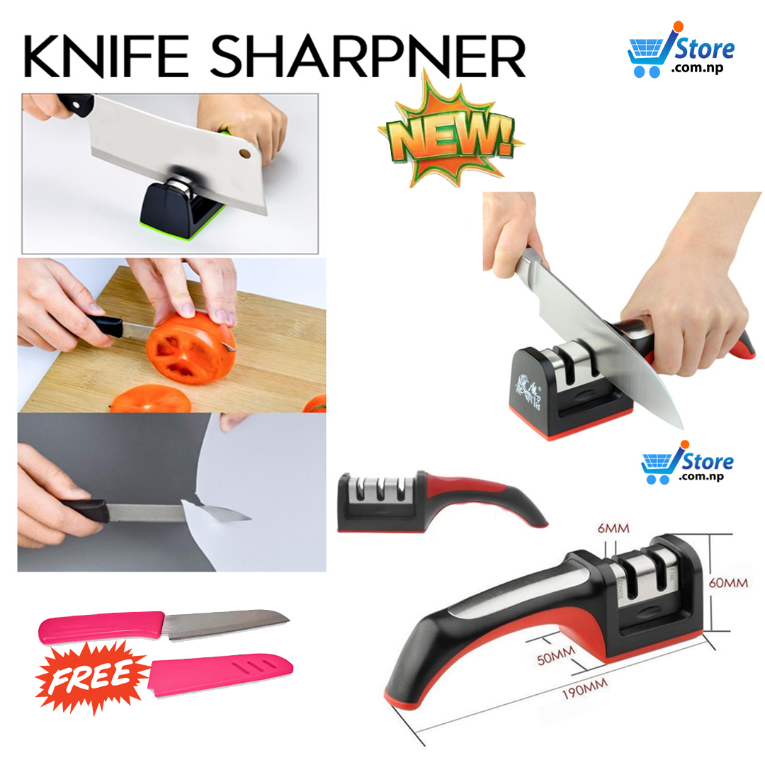 Knife Sharpener 3-Stage Sharpening with Free Mini Knife | Daraz.com.np