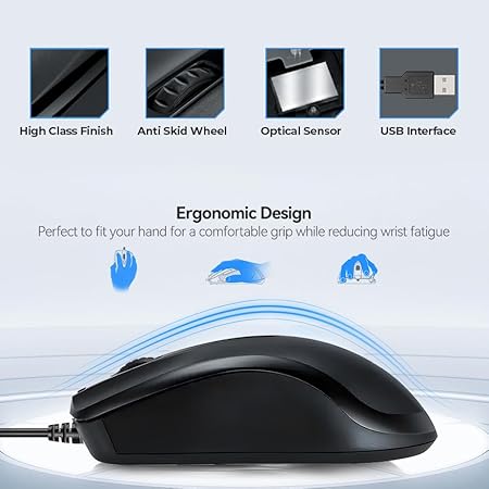 R8 1651 USB Wired Mouse | Optical Mouse | For Computer & Laptop | Black ...