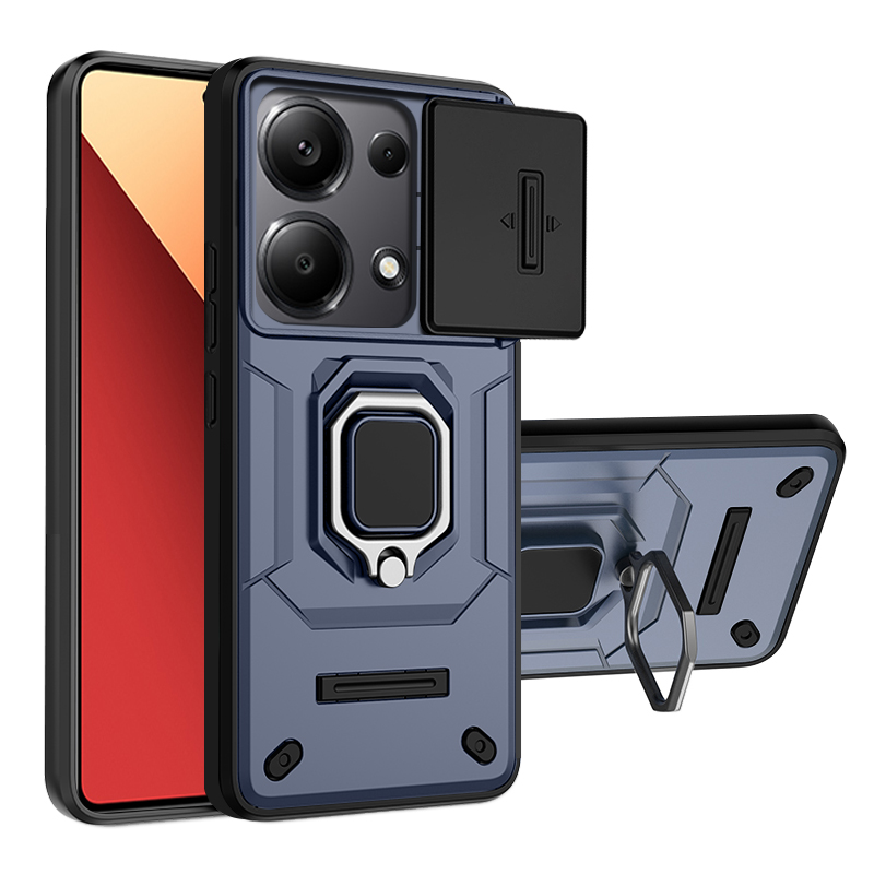 Vantime Case for Xiaomi Redmi Note 13 Pro 4G Rugged Impact-resistant Sliding Cover Hard Stand ...