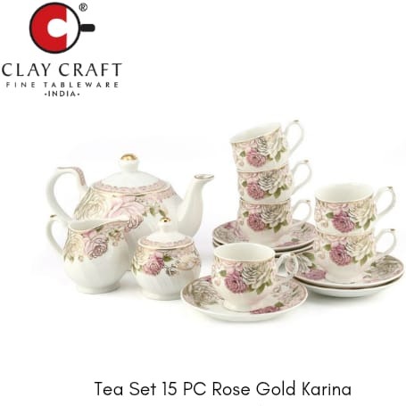 Clay Craft Tea pot and Cup Set of 15 | Georgian Gold Line | Daraz.com.np