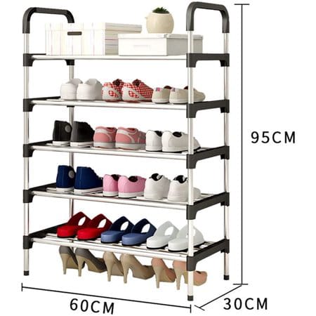 Stainless Steel Stackable 5 Layer Shoe Rack Organizer Storage Stand ...