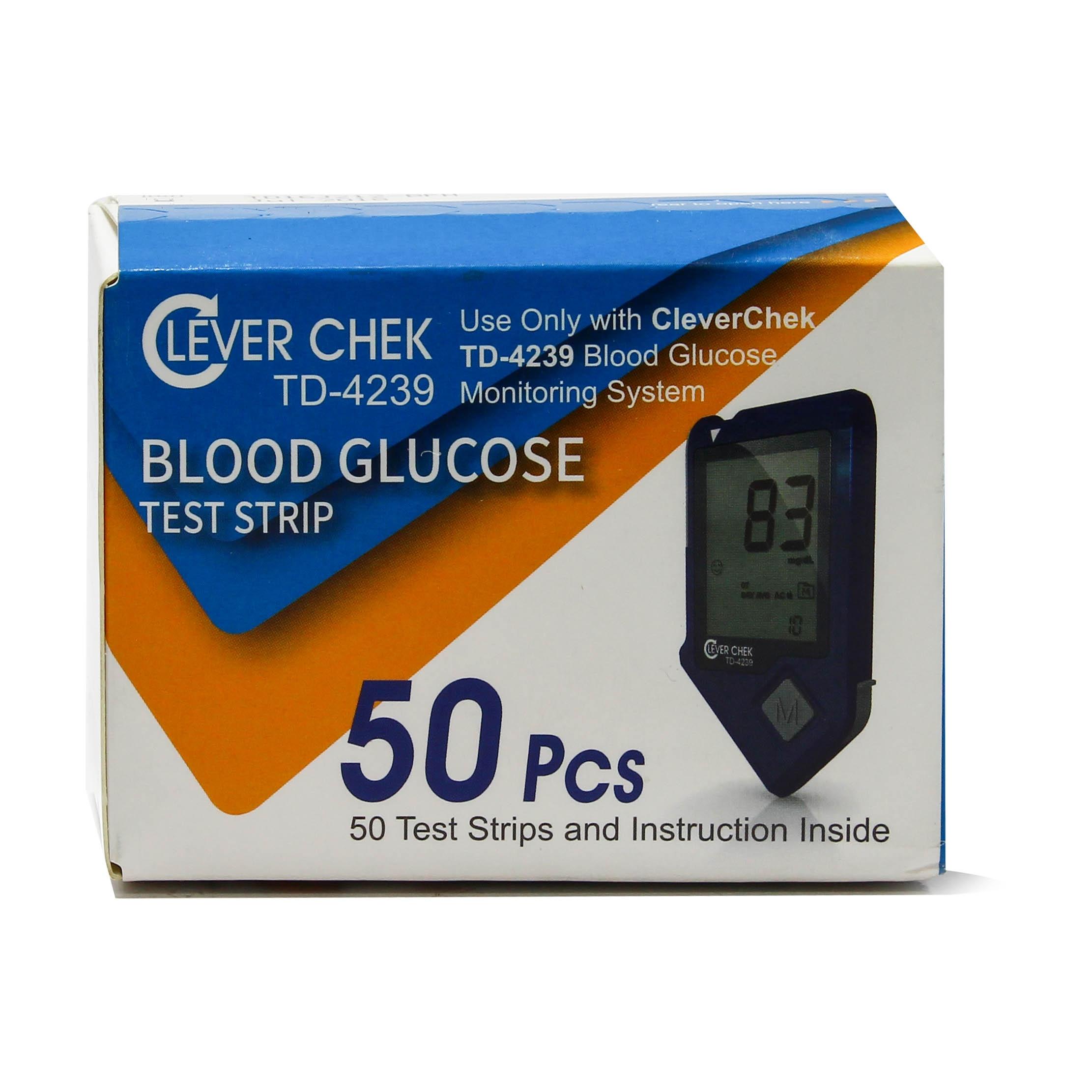 Clever Chek Glucometer Strips (Td-4239), 50 Strips (Blood Glucose ...