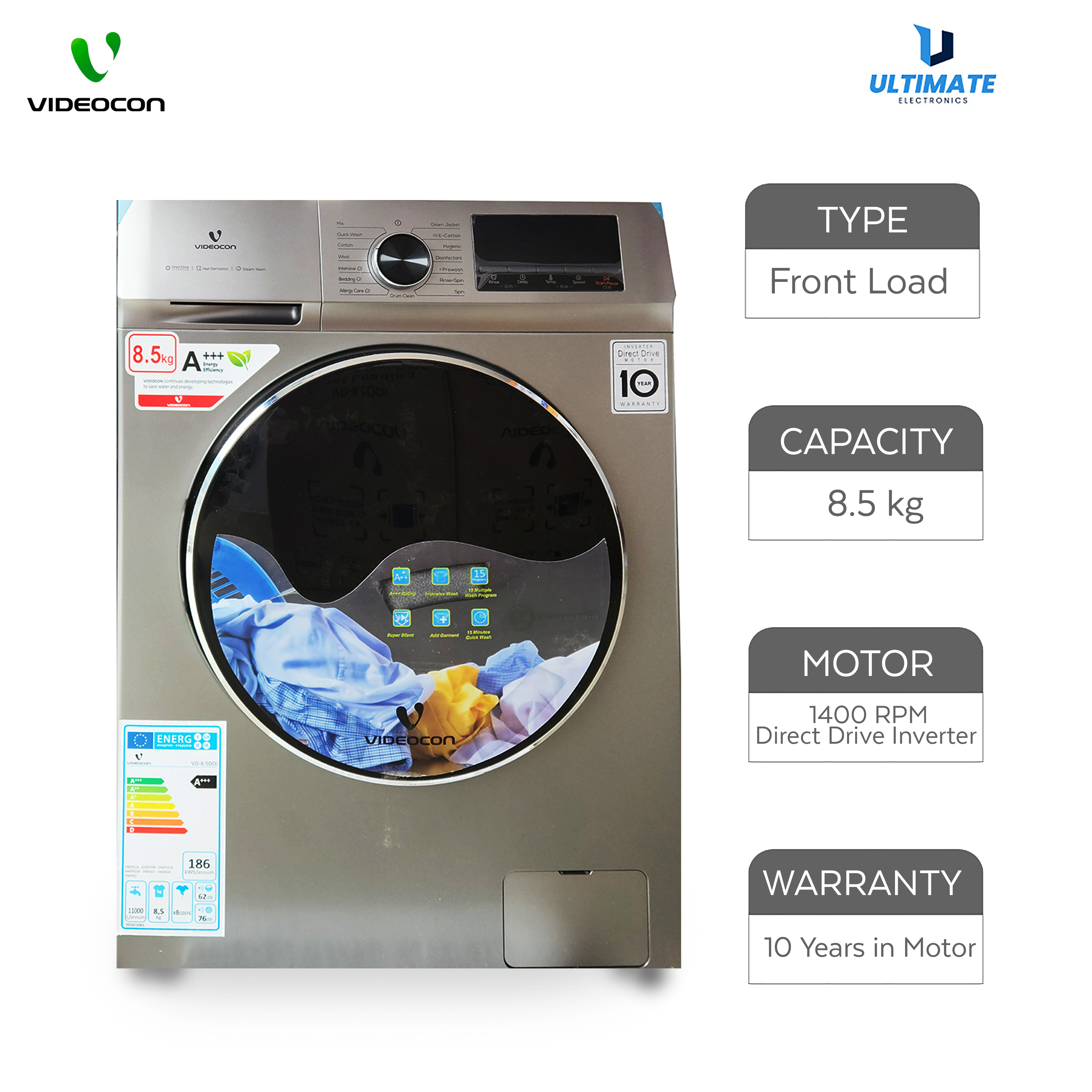 Videocon 8.5kg Full Automatic Direct Drive Inverter Washing Machine (VD-8.5DDI) | Daraz.com.np