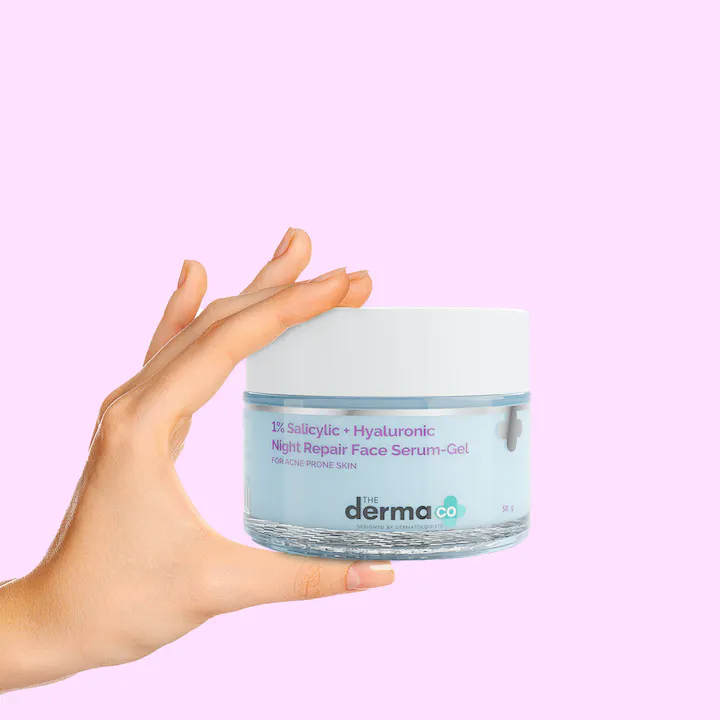 The Derma Co. 1% Salicylic + Hyaluronic Night Repair Face Serum-Gel for ...