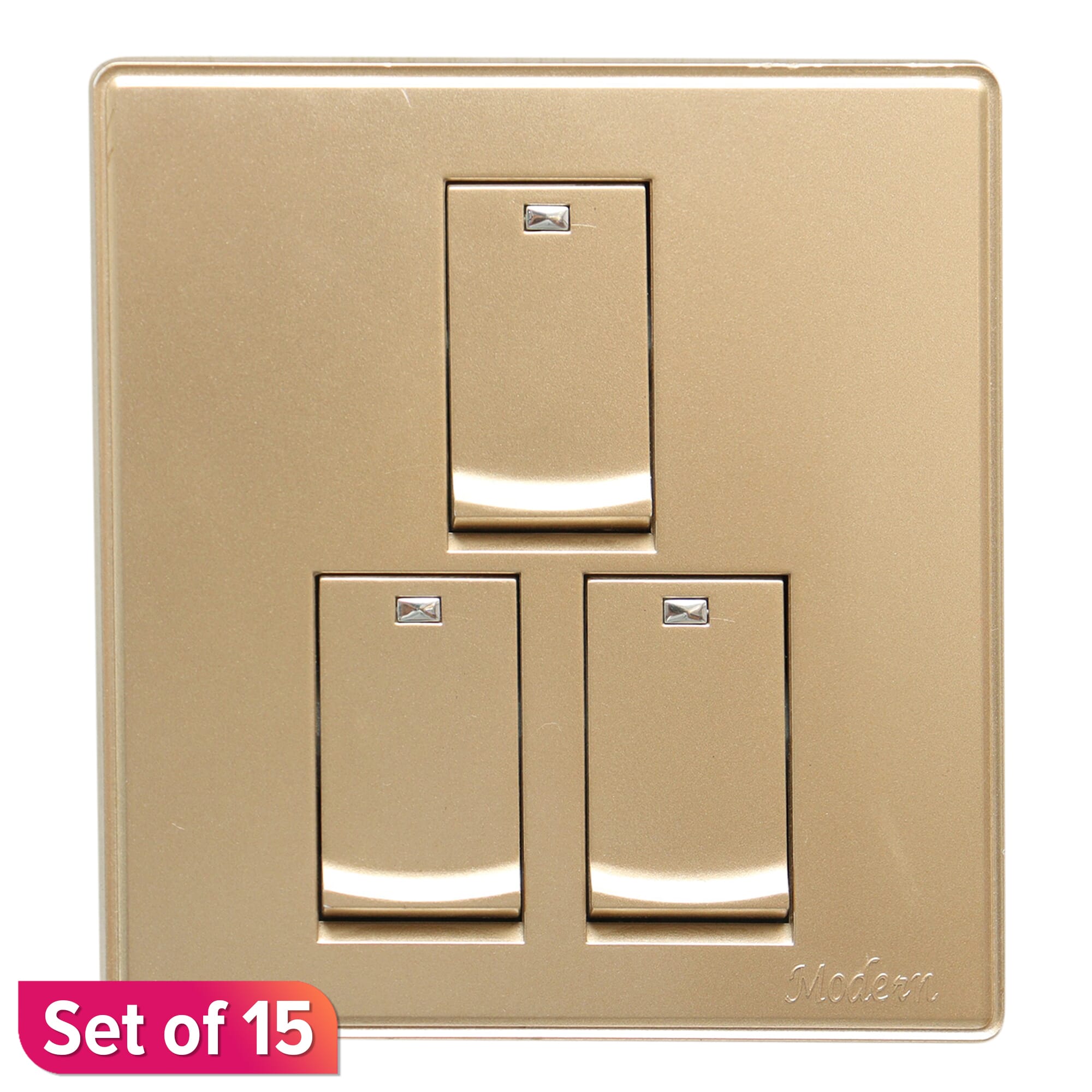 Golden Modern 3 Gang Switch Set of 15 | Daraz.com.np