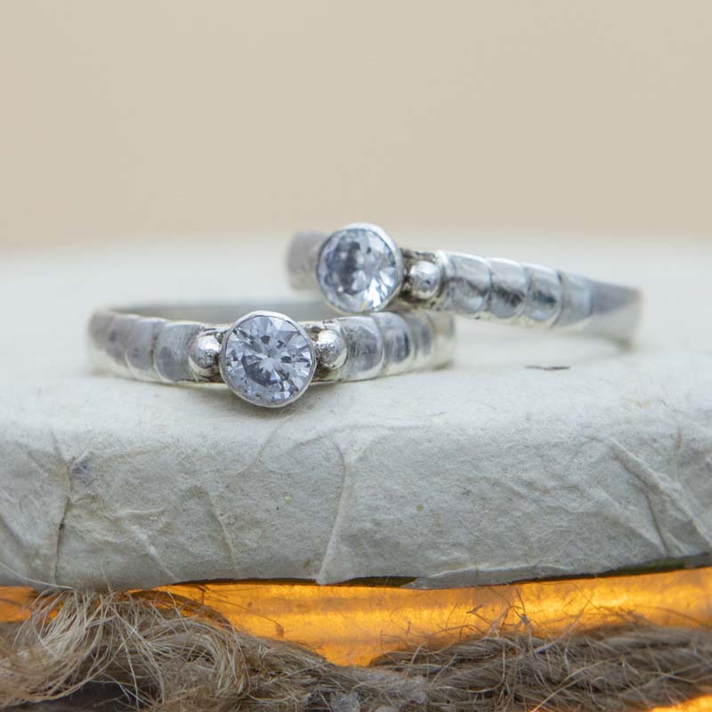 Unique Handmade Silver Ring With Engraved Transparent Stone For Women ...