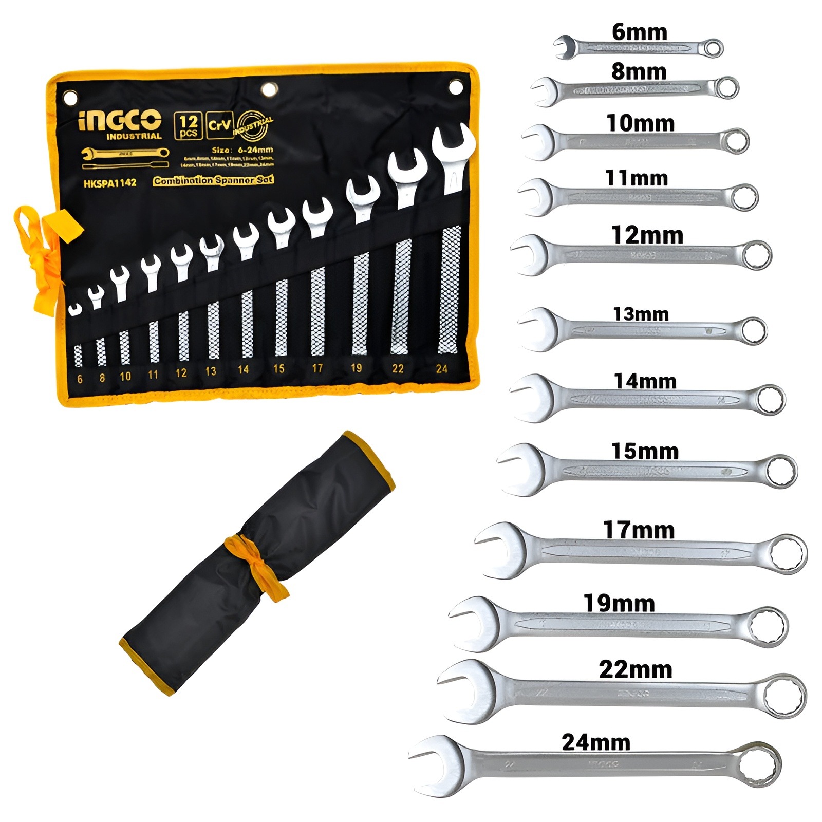 Ingco 12 Pieces Combination Spanner Set Cr-V HKSPA1142 | Daraz.com.np