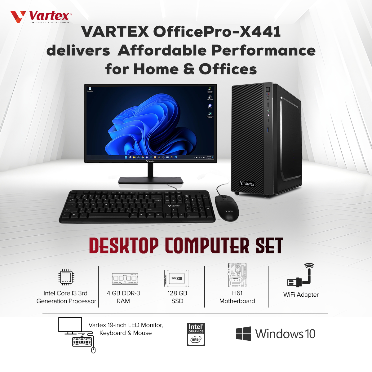 Vartex OfficePro-X441- Computer Set - Intel Core i3 3rd Gen, 4GB RAM ...