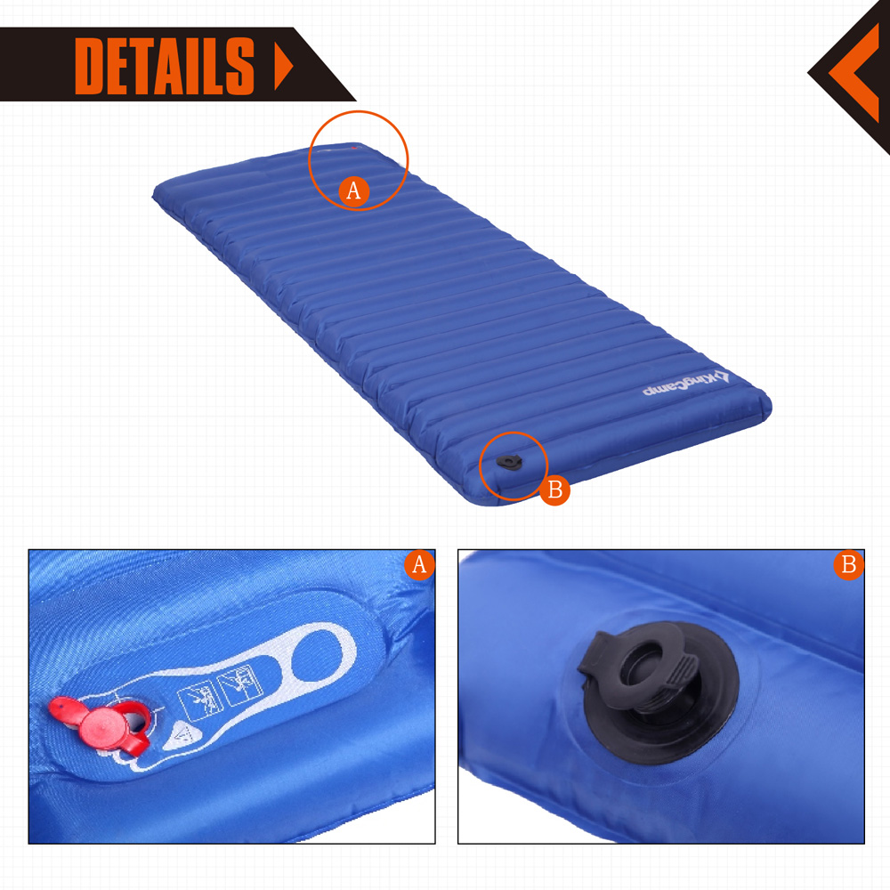 KingCamp Lightweight Damp-Proof Single / Double Airbed with Internal ...