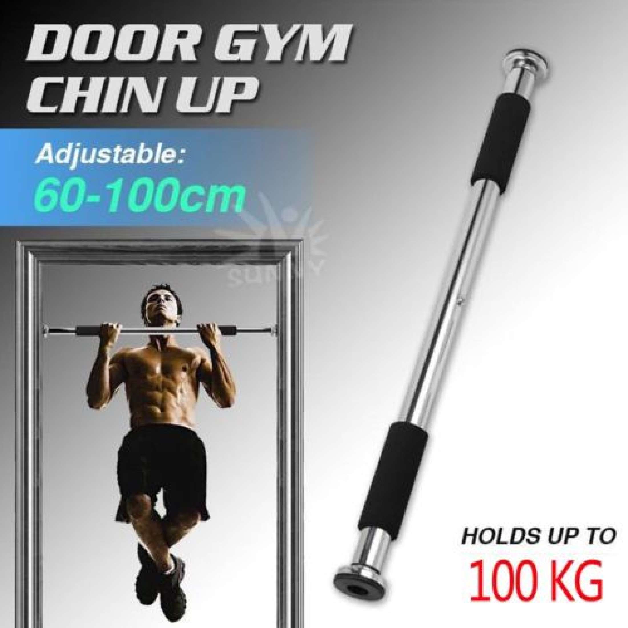 Pull Up/Chin Up Bar/Rod Heavy Duty Adjustable Doorway Mounting For Home ...