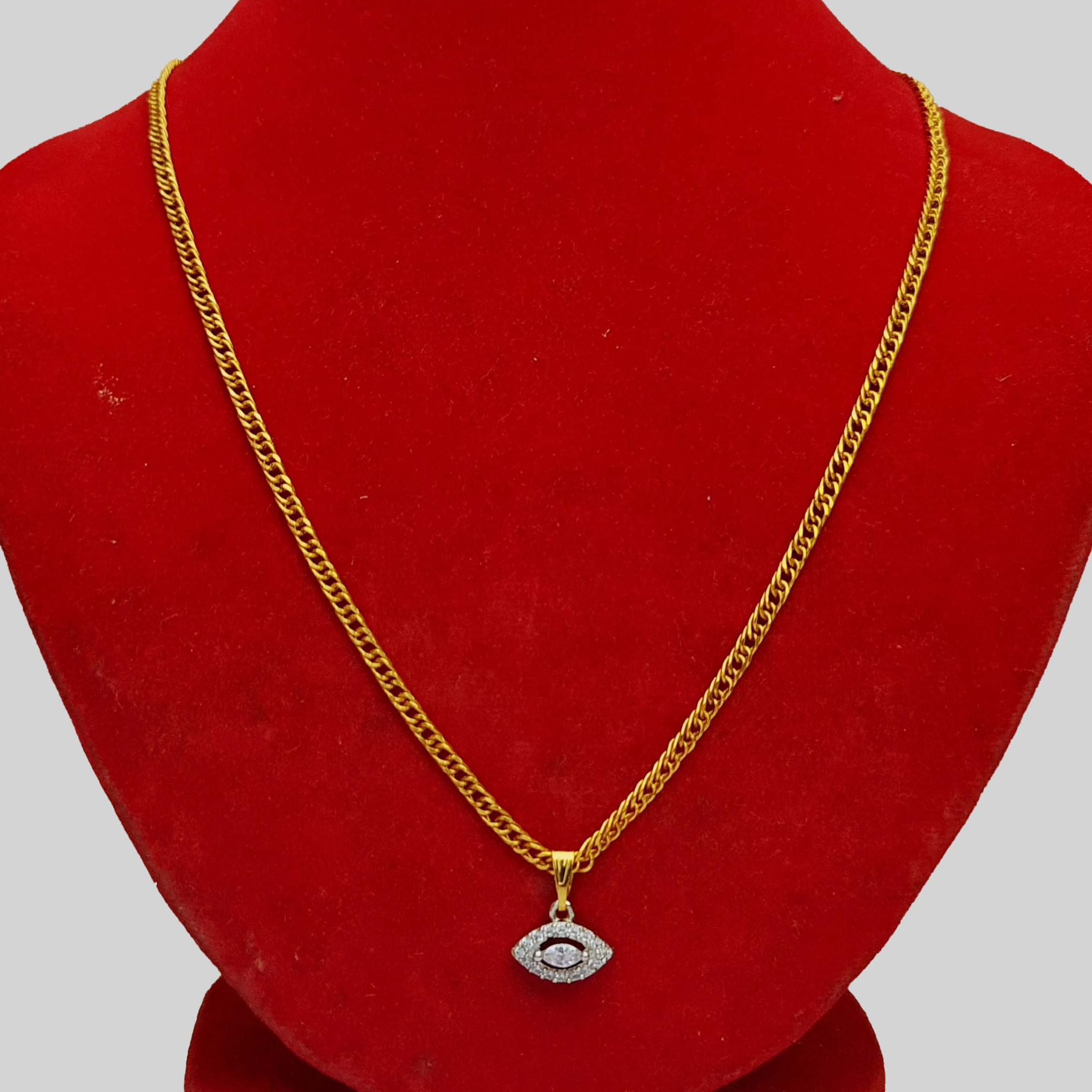 Panchadhatu Pendant Ad Stone Studded With Gold Plated Chain Necklace ...