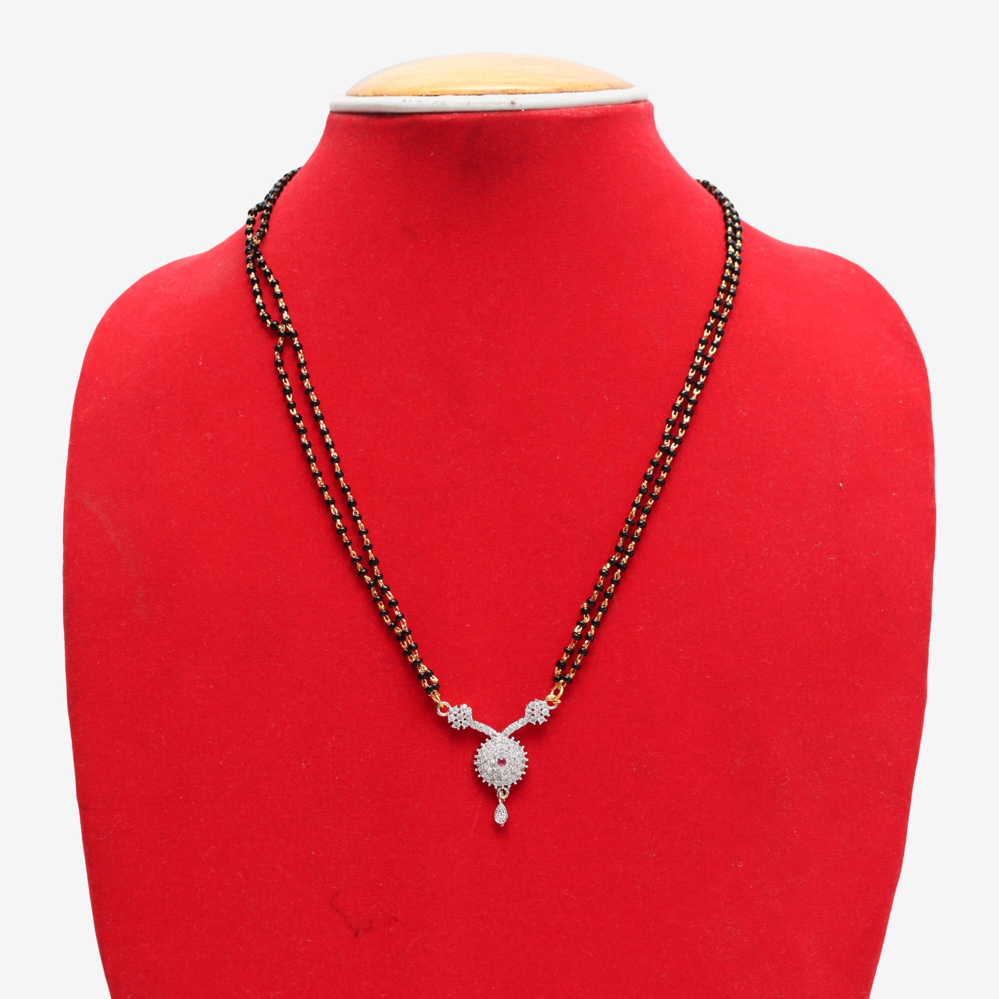 American Diamond Flower Design Double Layer Mangalsutra For Women ...