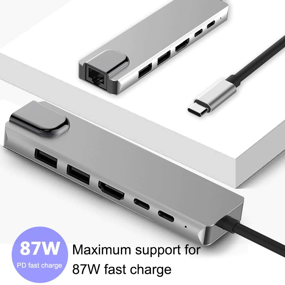 USB Hub Type C | 6 in 1 Multifunction Adapter for MacBook & Windows ...