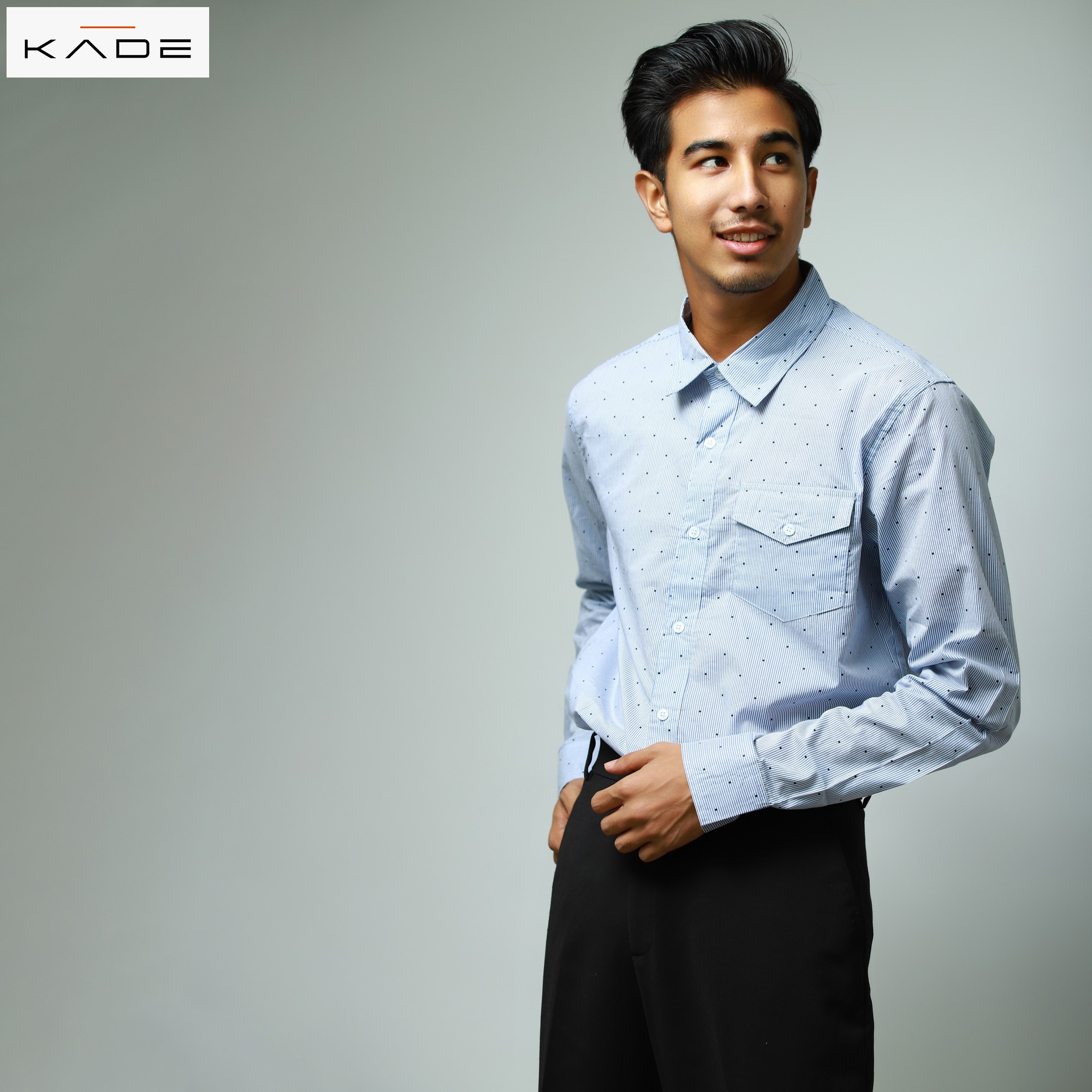 KADE Blue Cotton Stripe Shirt For Men | Daraz.com.np