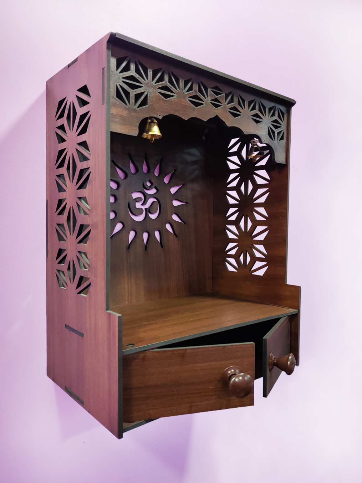 Wooden Pooja Stand Designer Mandir For Home Office Brown Temple | Daraz ...