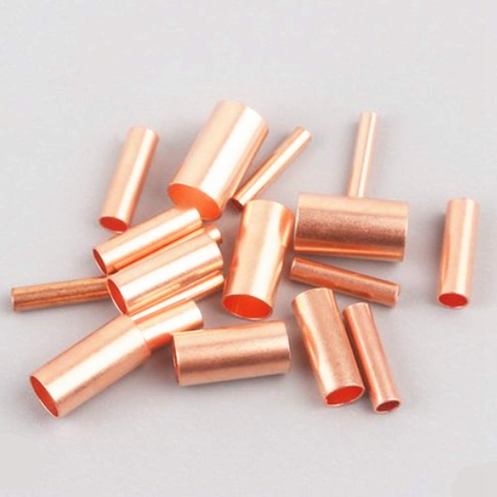 250Pcs GT Copper Connecting Pipe Wire Joint Small Copper Tube Terminal Cable Lug Bootlace ...