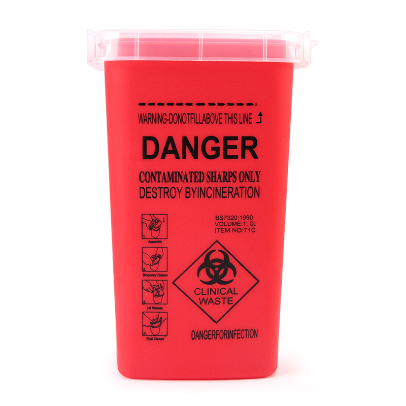 1L Plastic Waste Box Medical Supplies Container Large Capacity ...
