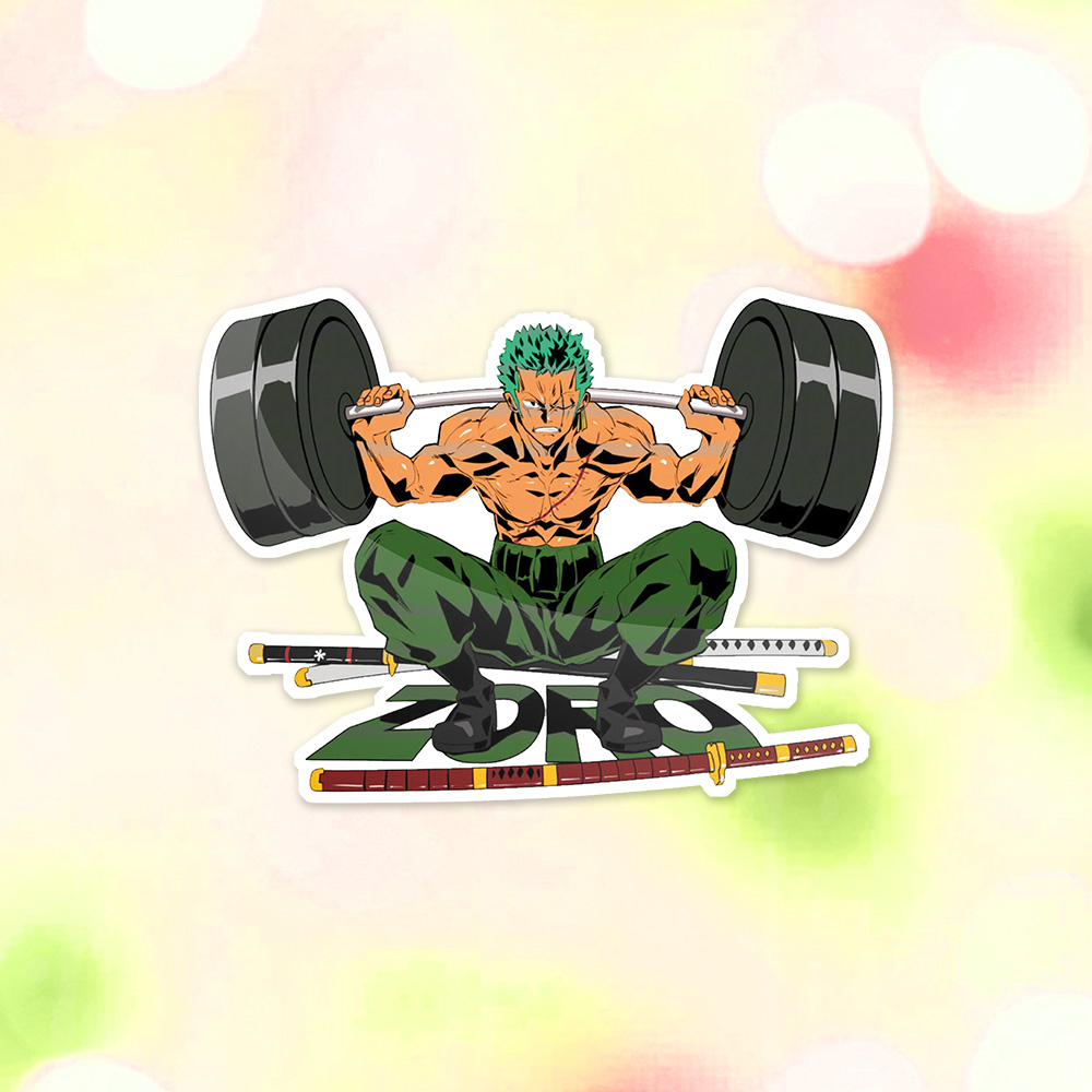 One Piece Anime Roronoa Zoro Workout Design Sticker For Laptop ...